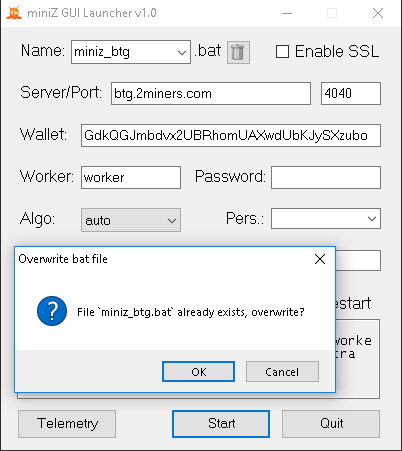 miniZ GUI Launcher - miniZ - version v1.2l includes a GUI Launcher