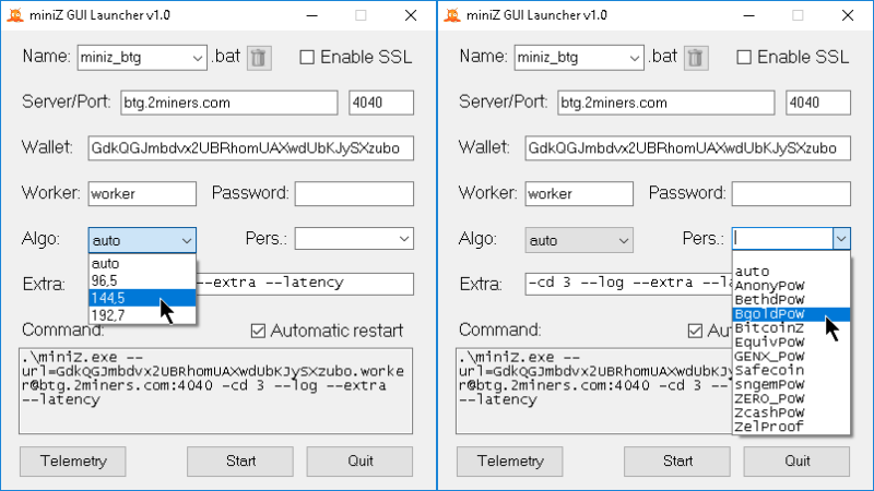 miniZ GUI Launcher - miniZ - version v1.2l includes a GUI Launcher
